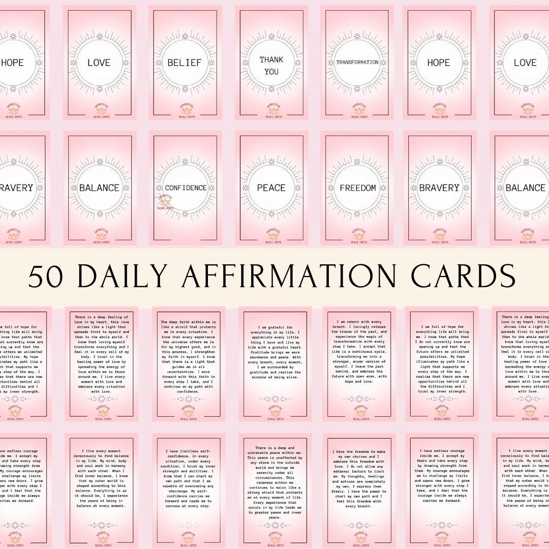 POSITIVE AFFIRMATION CARDS, Printable Affirmation Digital Cards Deck ...