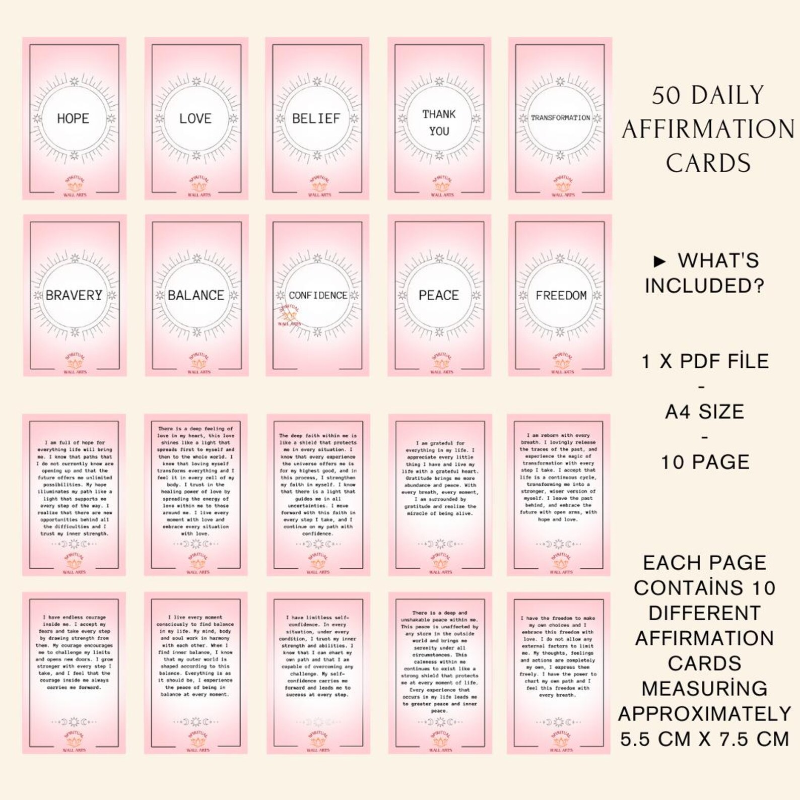 POSITIVE AFFIRMATION CARDS, Printable Affirmation Digital Cards Deck, Mindfulness and ...