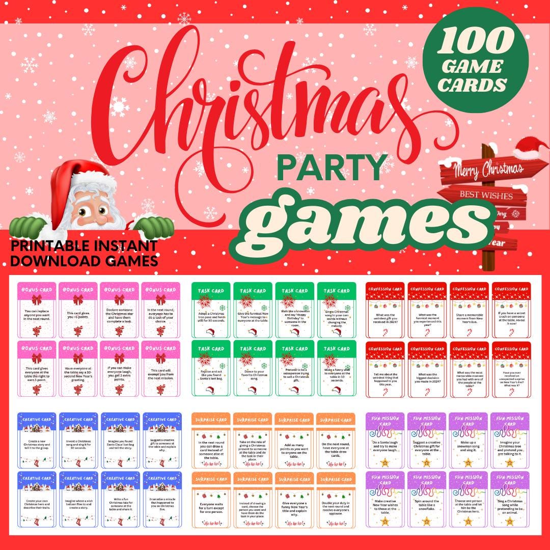 CHRISTMAS FAMILY GAMES Christmas Game Cards Christmas Party Games ...