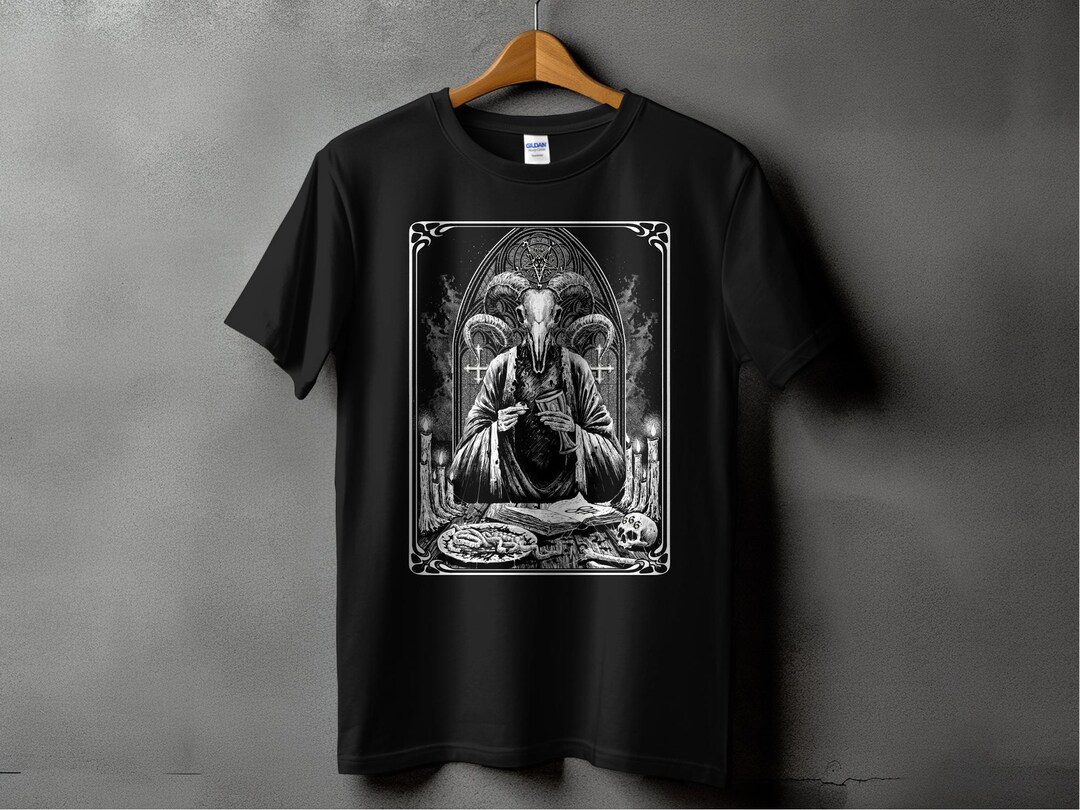 Gothic Occult Baphomet T-shirt, Satanic Goat Skull Illustration, Dark ...