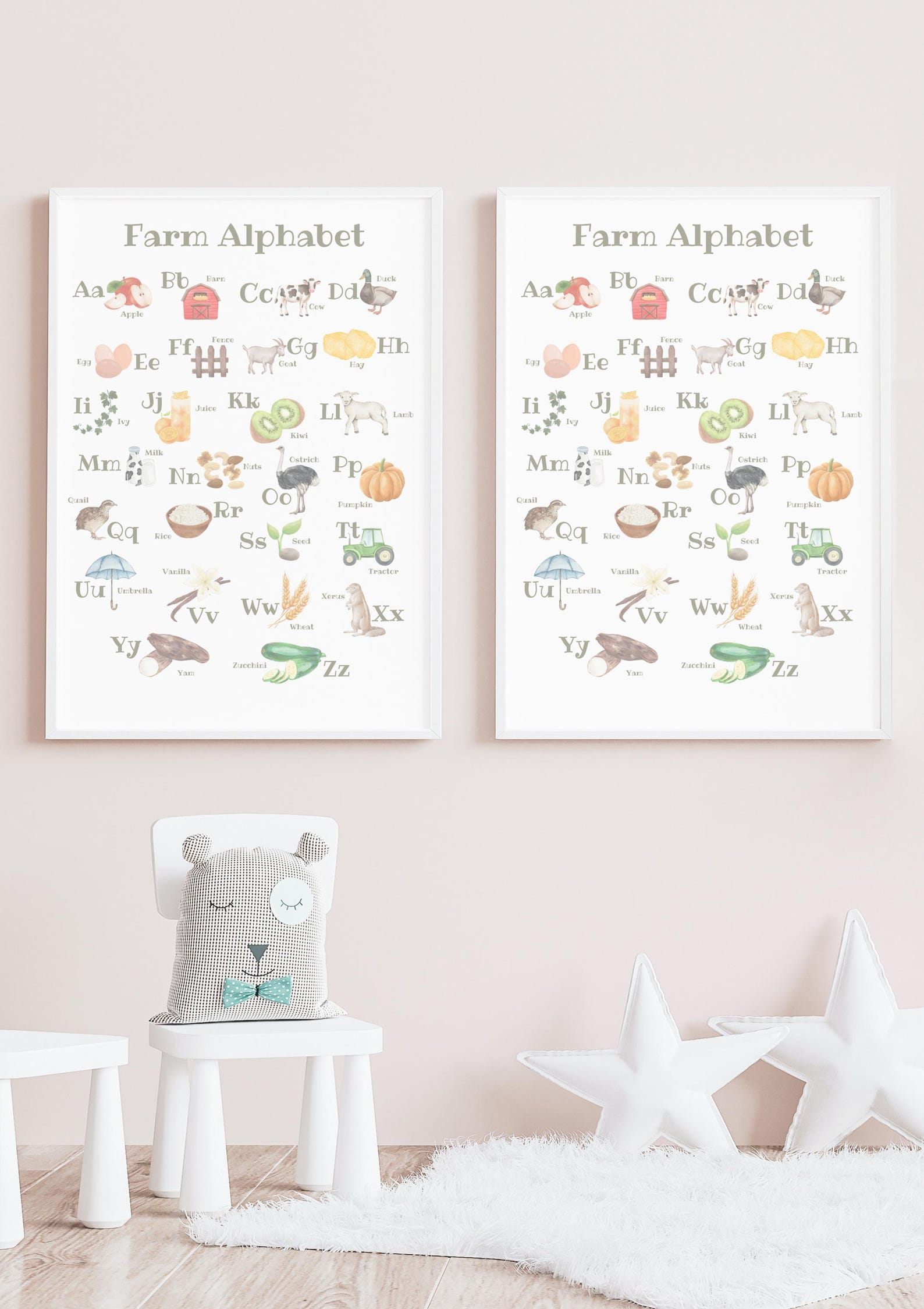 Minimalist Farm Alphabet Poster, Educational Poster, Digital Printable ...