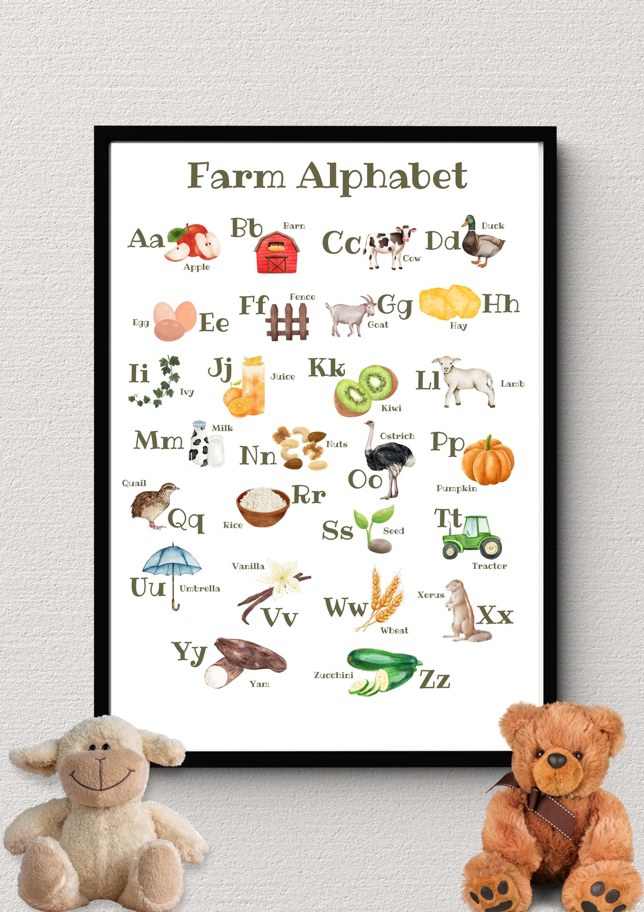 Minimalist Farm Alphabet Poster, Educational Poster, Digital Printable ...