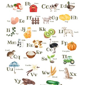 Minimalist Farm Alphabet Poster, Educational Poster, Digital Printable ...
