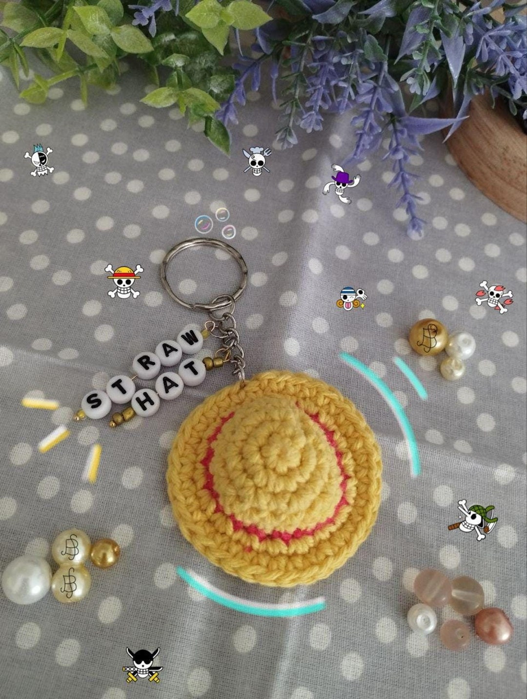 One Piece Straw Hat Keychain - Etsy