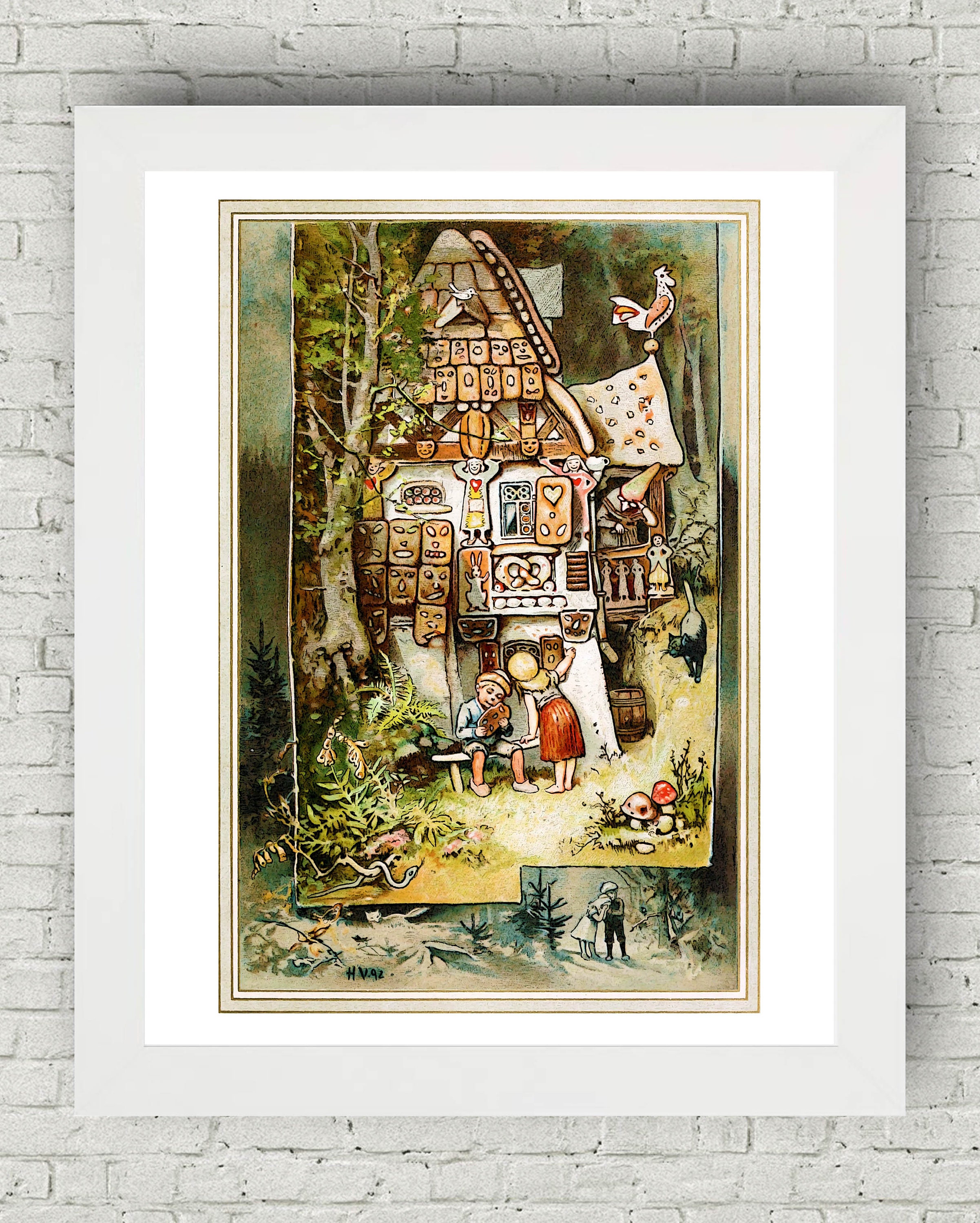 Hansel & Gretel, Brothers Grimm Fairy Tale Art Illustration Playroom ...