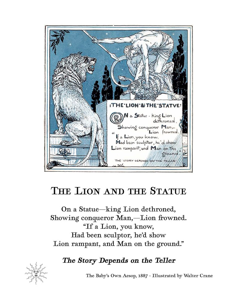 Aesop Fables Lion & Statue Greek Tale Myth Baby Room - Etsy