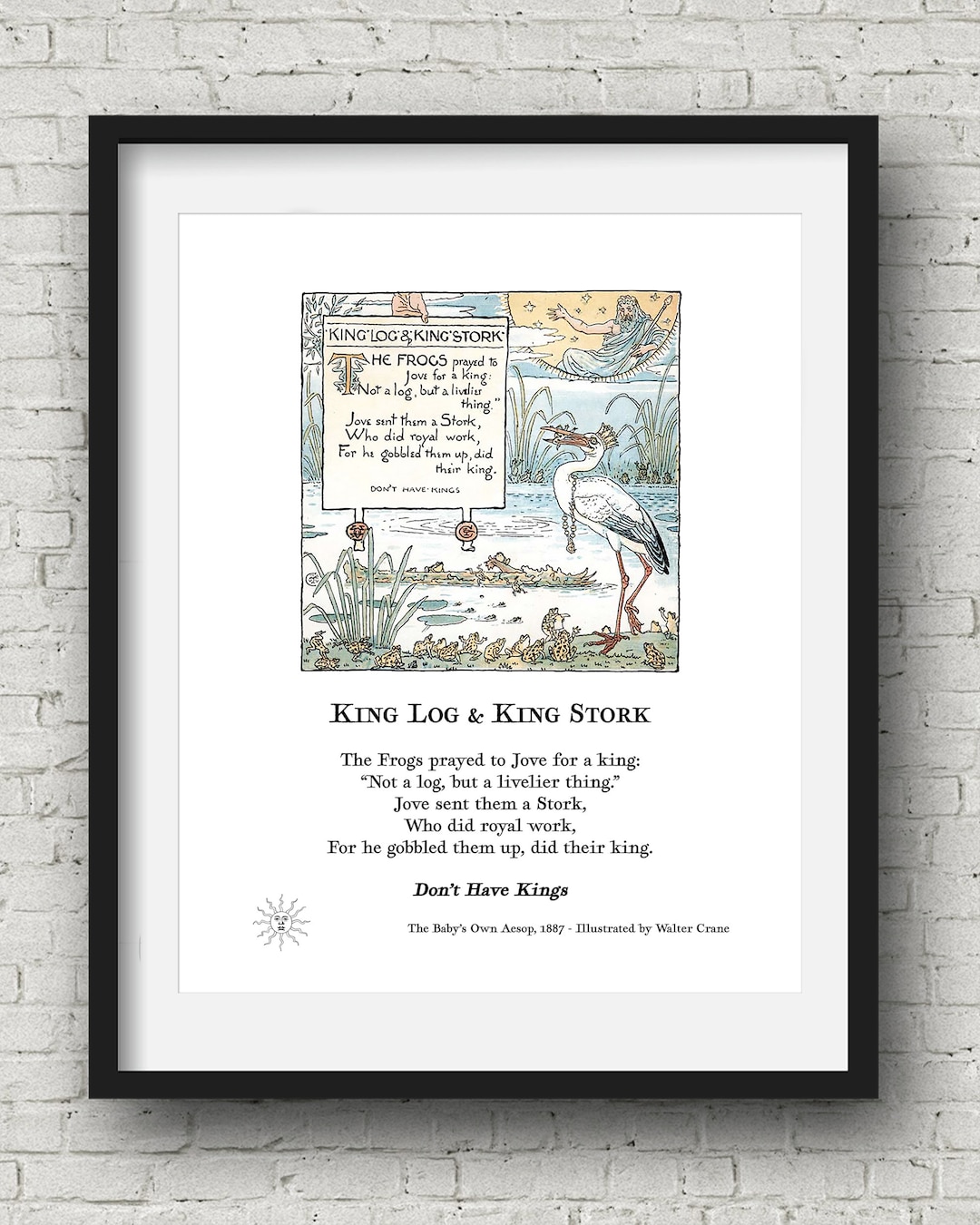 Aesop Fables, King Log-king Stork, Greek Tale Myth Baby Room Childrens ...