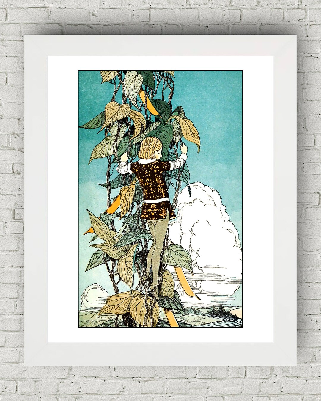 Jack and the Beanstalk, Fairy Tale Playroom Print Childrens Decor Kids ...
