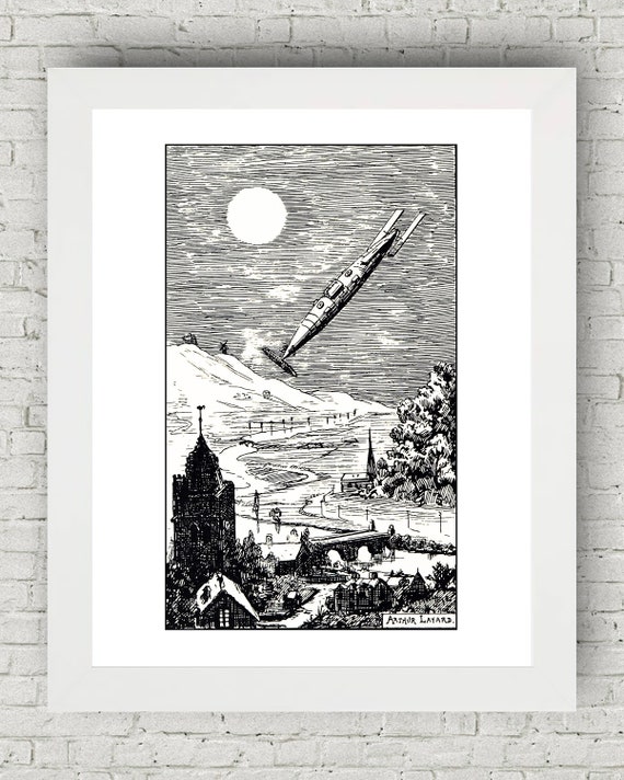 Science Fiction Victorian Era Vintage Illustration Arthur | Etsy