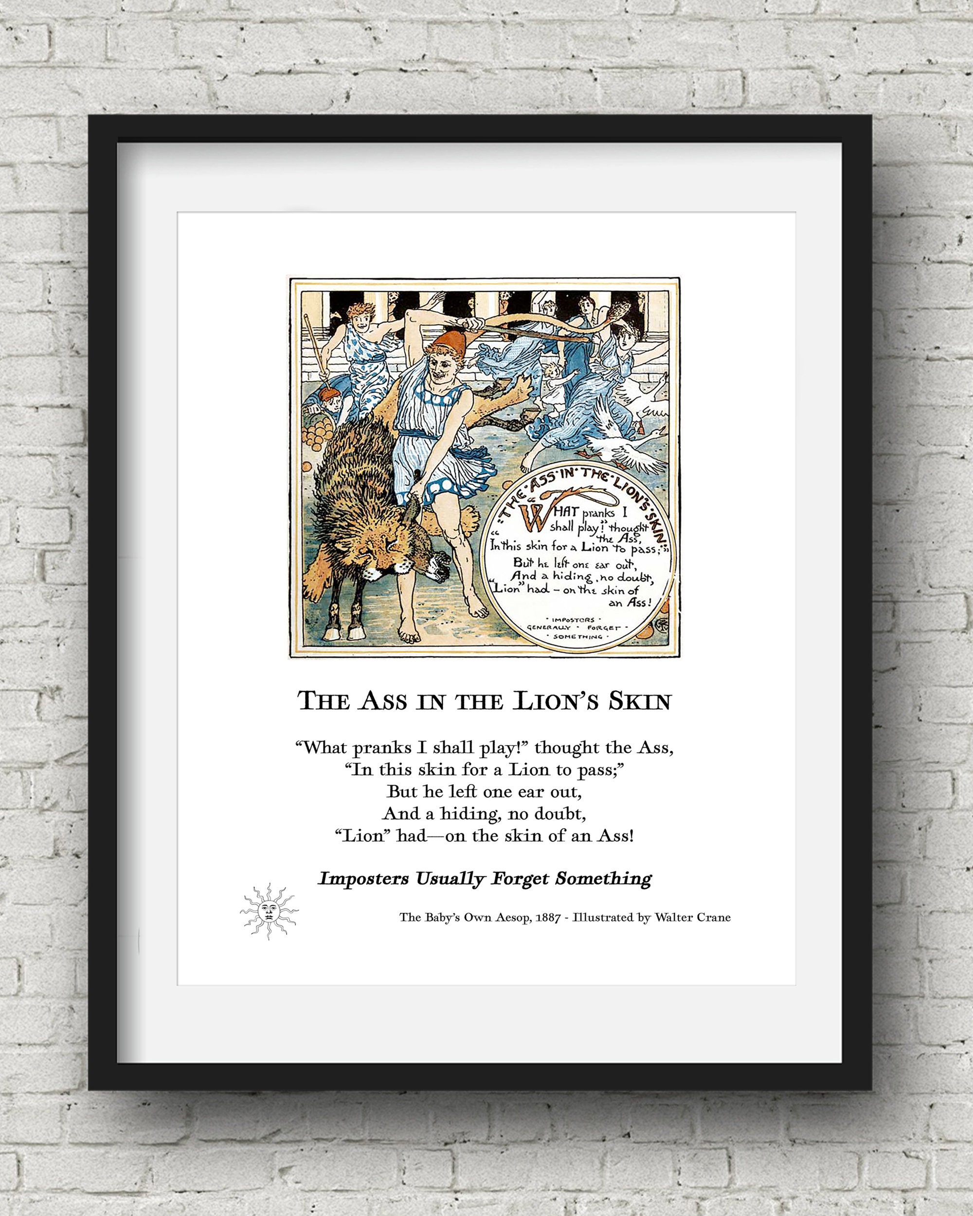 Aesops Fables, the Lions Skin, Greek Tale Myth Baby Room Childrens ...