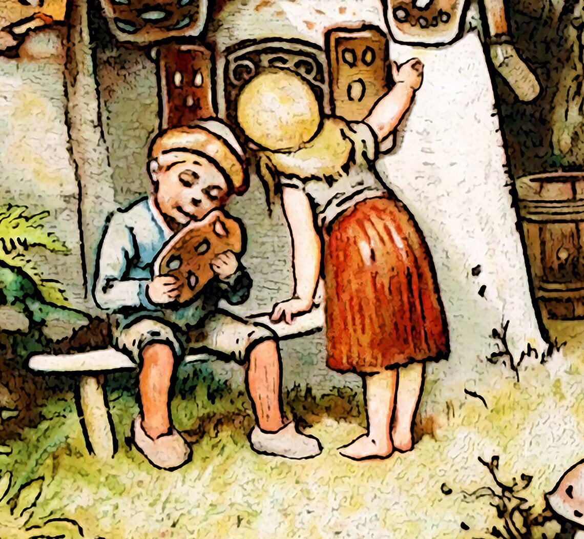 Hansel & Gretel, Brothers Grimm Fairy Tale Art Illustration Playroom ...