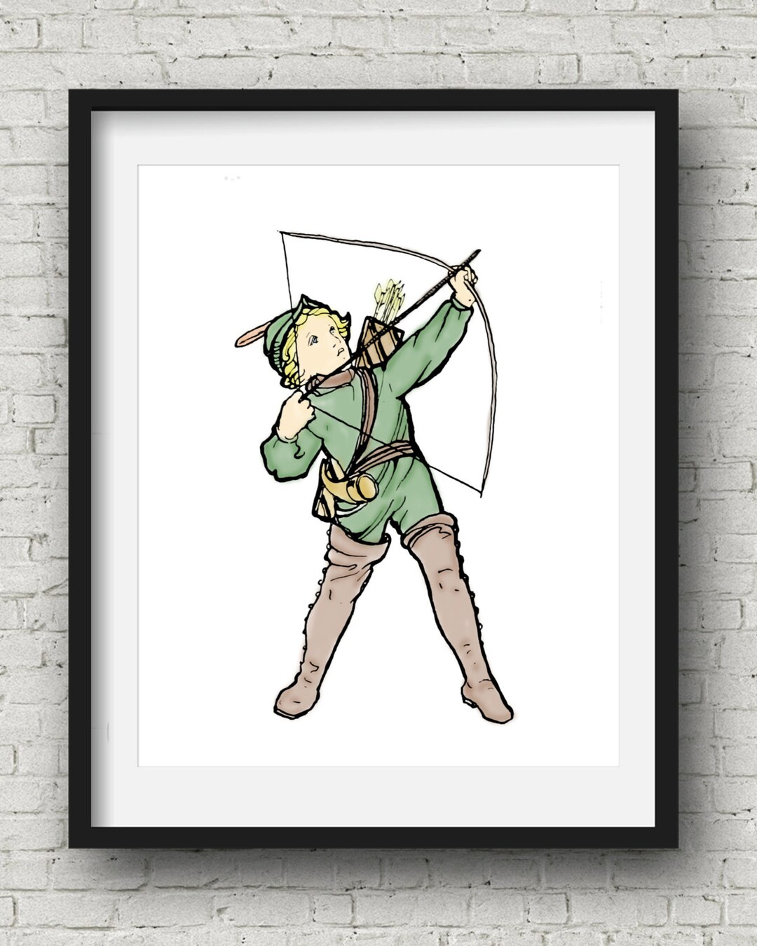 Little Archer, Playroom Hanging Print Artwork Childrens Illustration ...