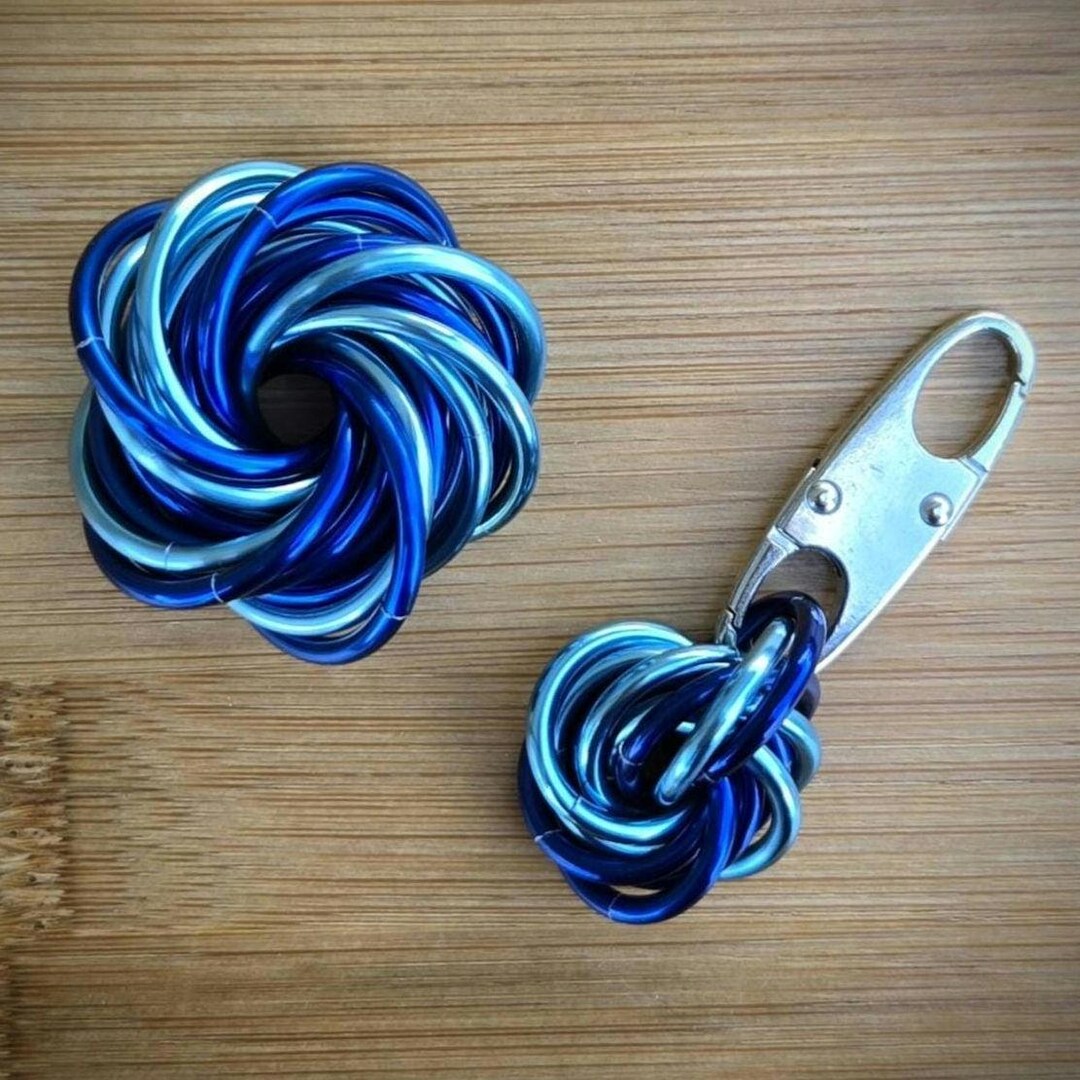 Two Tone Blue Mobius Ball Fidget Zipper Pull: Lightweight Aluminum ...