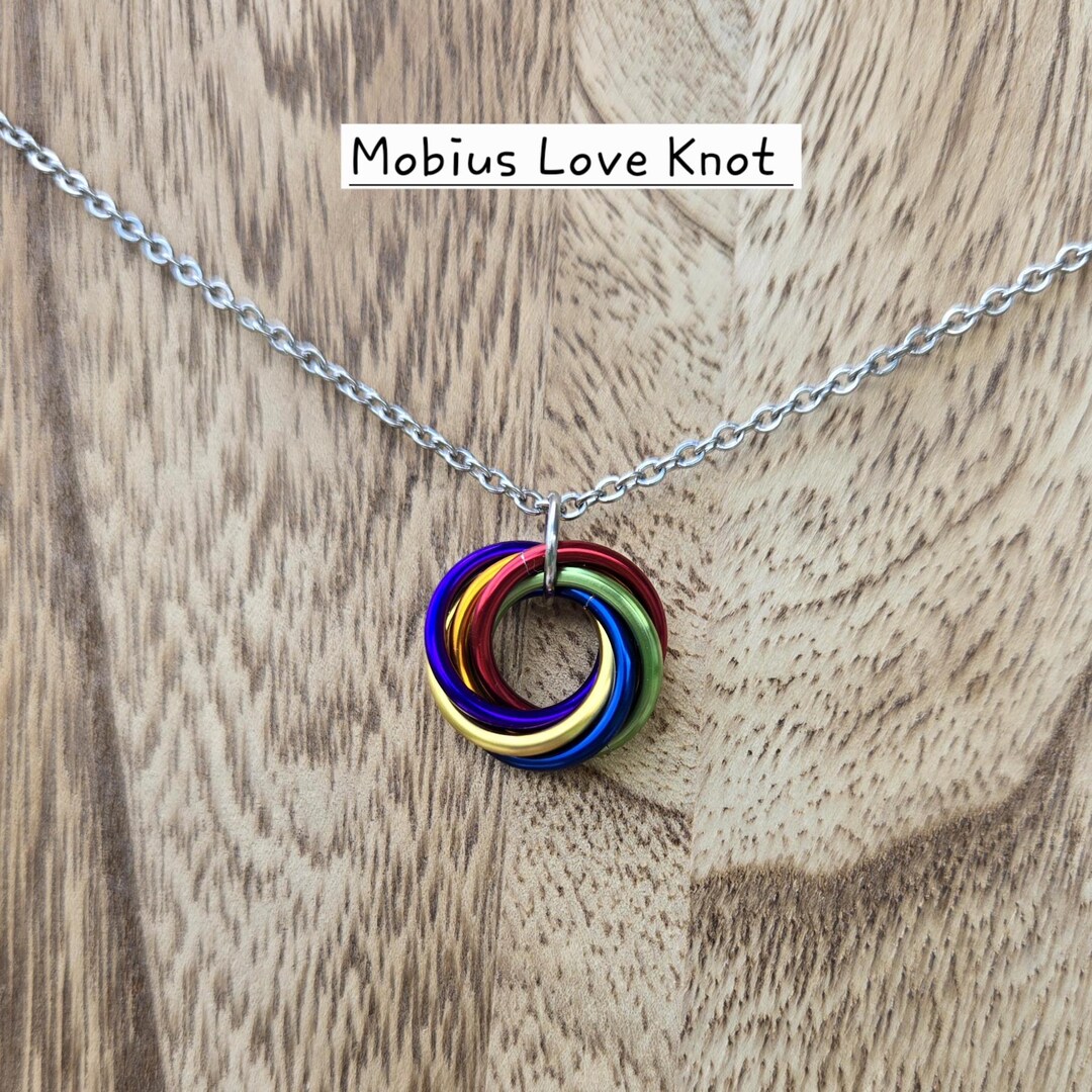 Mobius Love Knot Pendant Necklace, Rainbow Pendant, Chainmail Weave ...