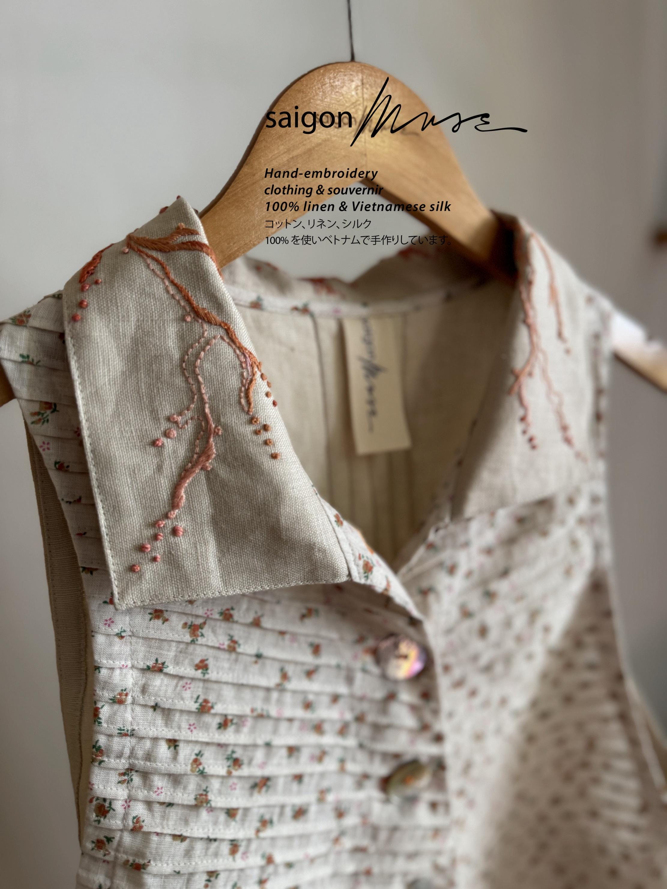 MINIMALIST VEST Exclusive Hand-embroidered Linen Vest – Pleated Details ...