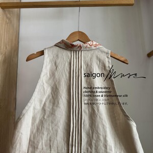 MINIMALIST VEST Exclusive Hand-embroidered Linen Vest – Pleated Details ...