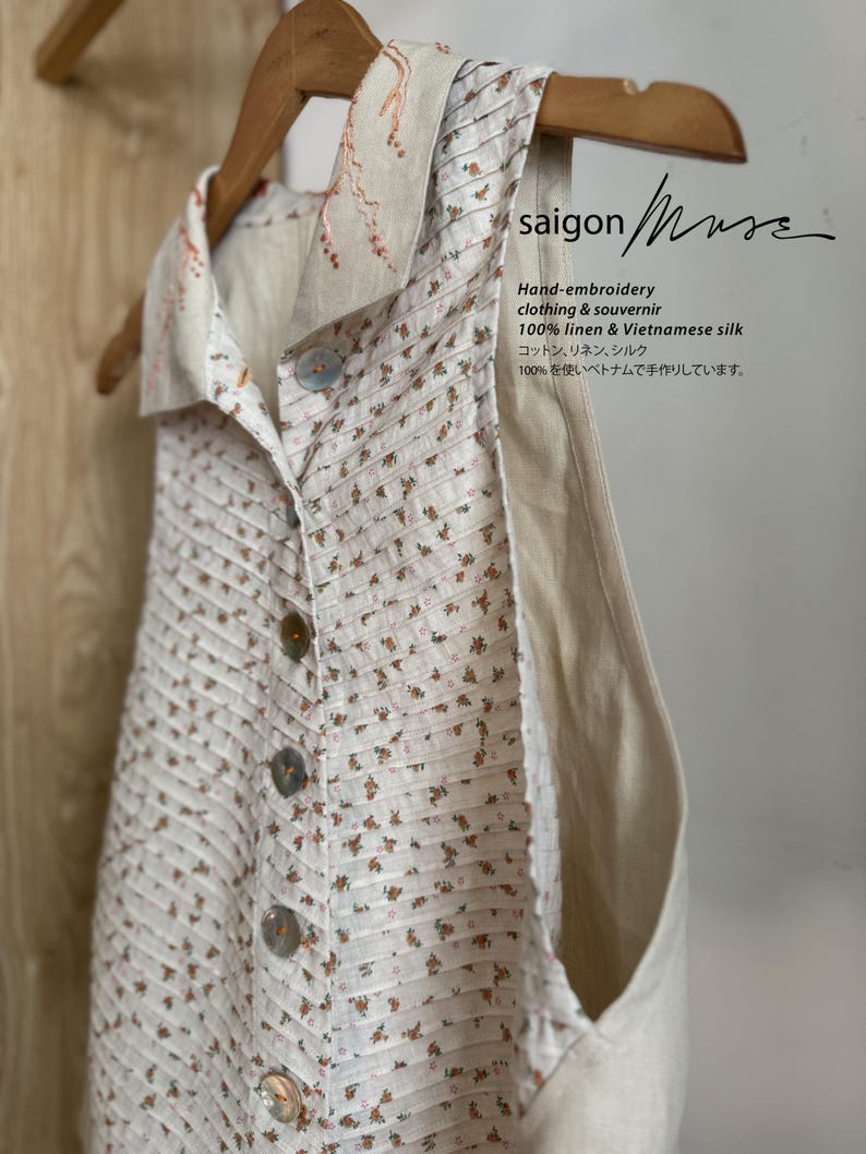 MINIMALIST VEST Exclusive Hand-embroidered Linen Vest – Pleated Details ...