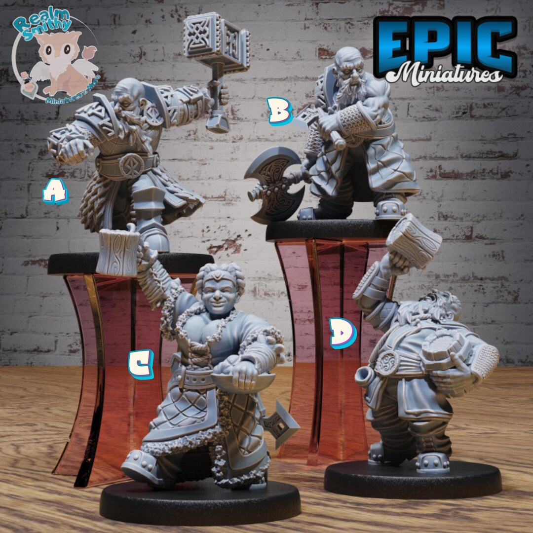Male/female Dwarf Bundle medium Premium Dnd Minis High Quality Resin ...