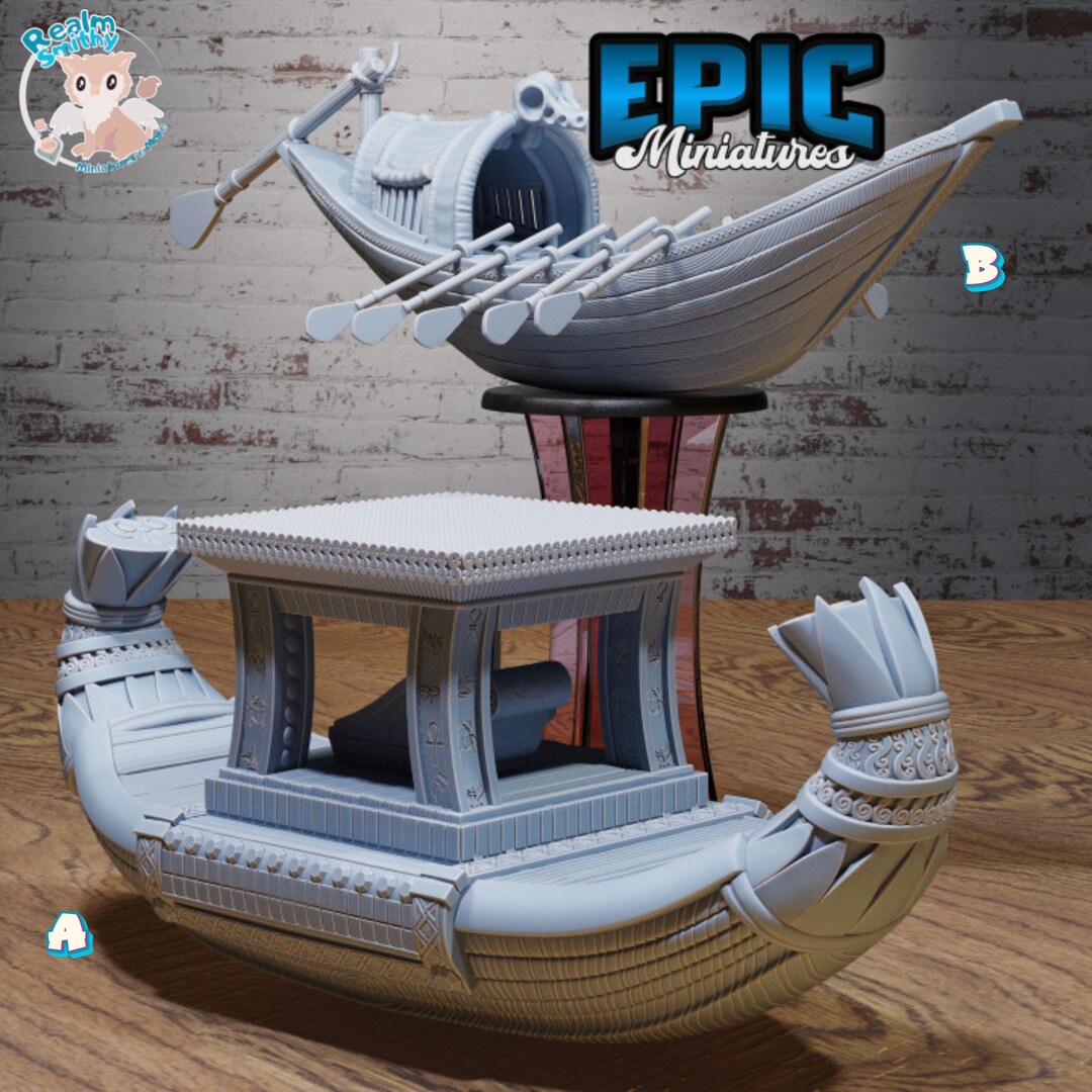 UN/PAINTED Ancient Egyptian River Boats Miniature Premium Dnd Minis ...