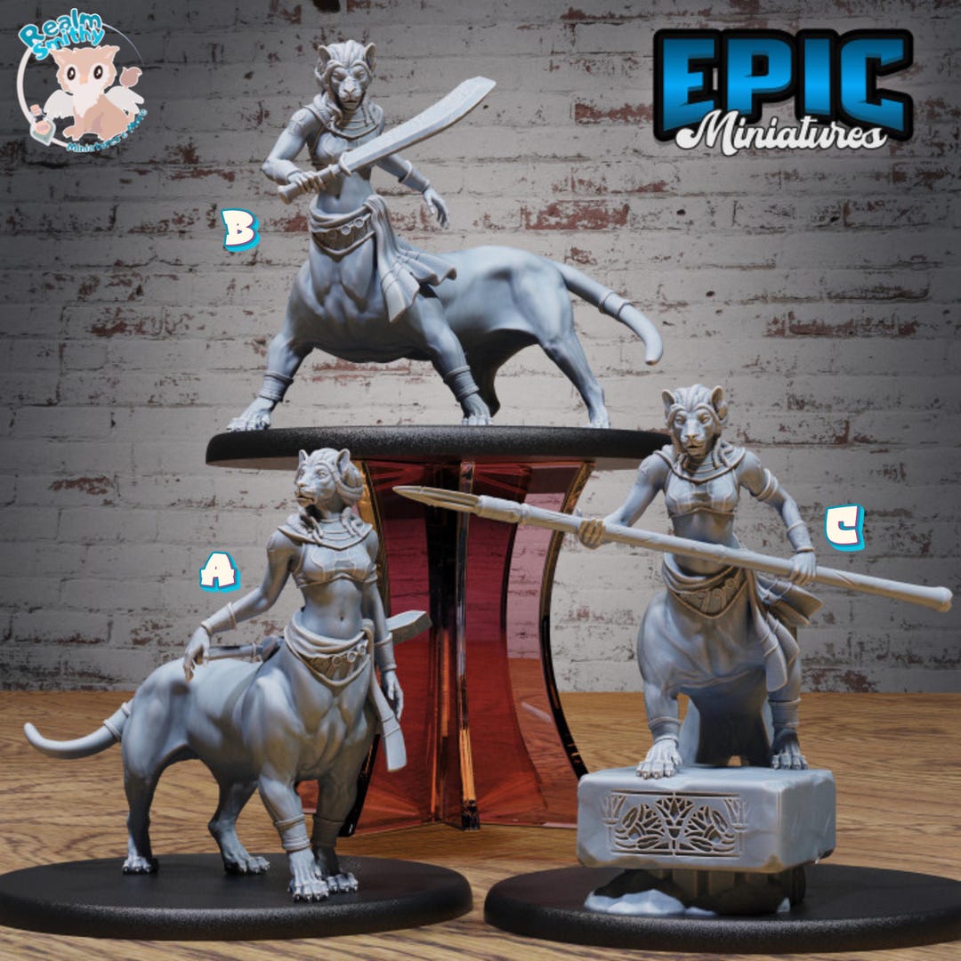 Female Lion Centaur Bastet Devotee Miniature large Premium Dnd Minis ...