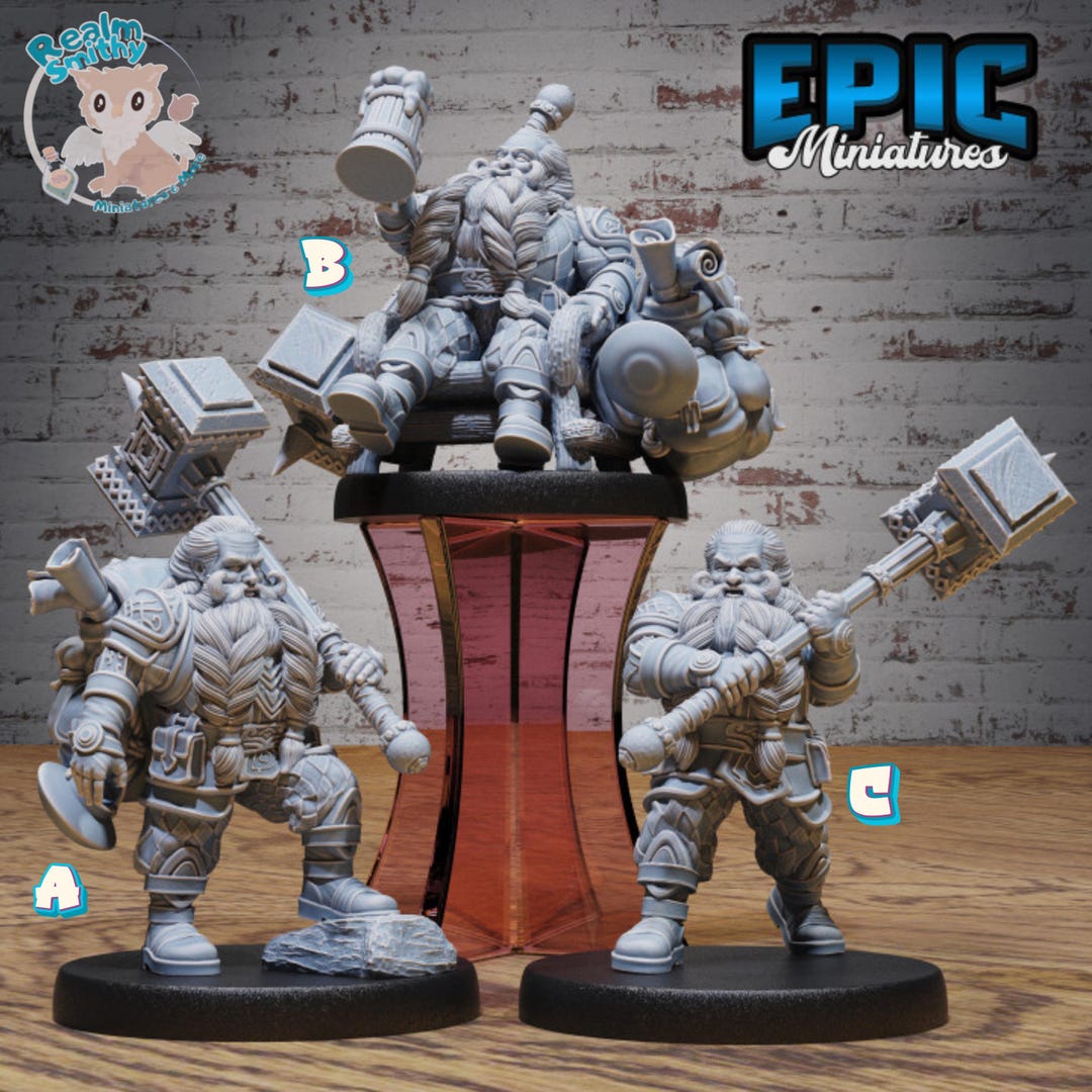 Male Dwarf Hammer Premium Dnd Minis With High Quality Resin Fantasy Dwarf With Backpack, Pack ...