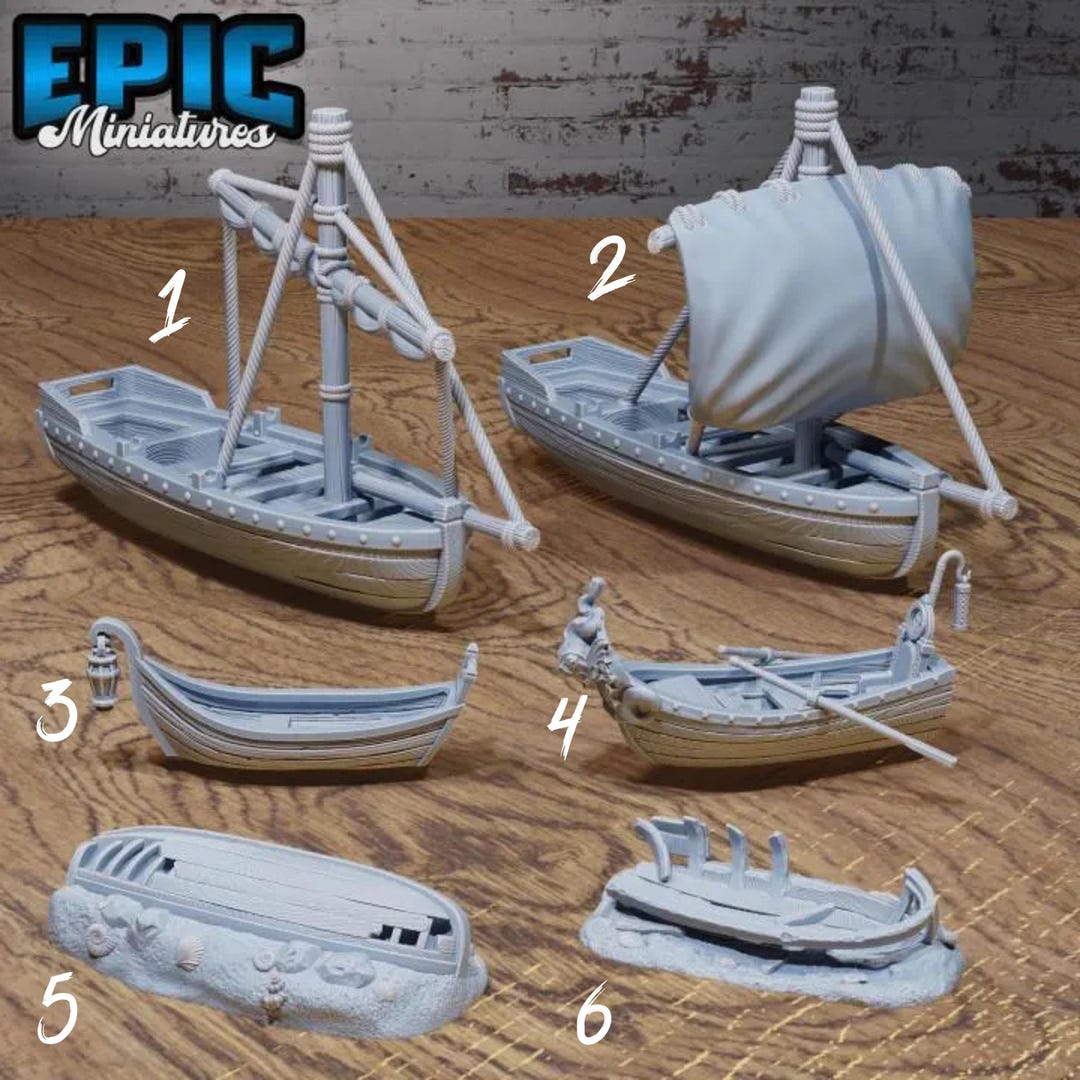 Harbor Boats Bundle Premium Dnd Miniatures High Quality Resin Fantasy ...