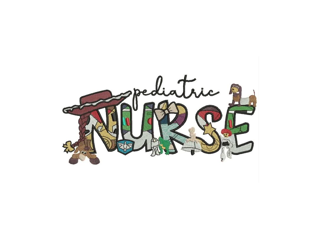 Pediatric Nurse Embroidery Design | Word Art File (DST, PES Format) - Etsy