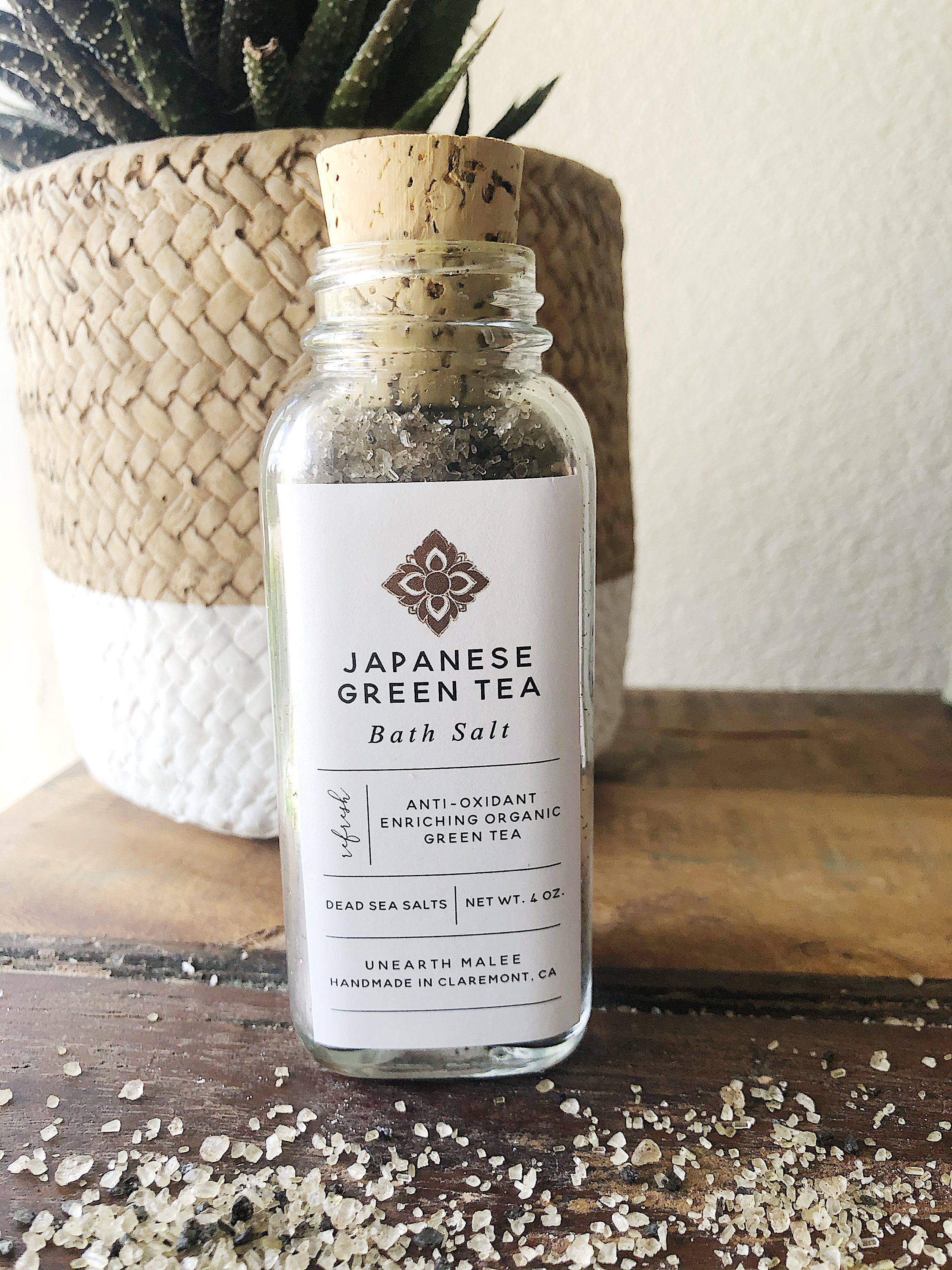 Japanese Green Tea Bath Salt Dead Sea Salts 4 Oz Glass Jar - Etsy