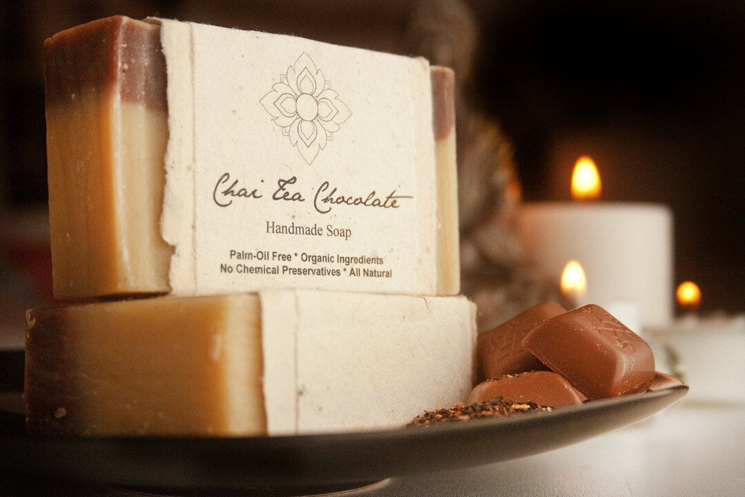 Chai Tea Chocolate Organic Soap Wrapped in Flower Seeded Paper, Palm ...