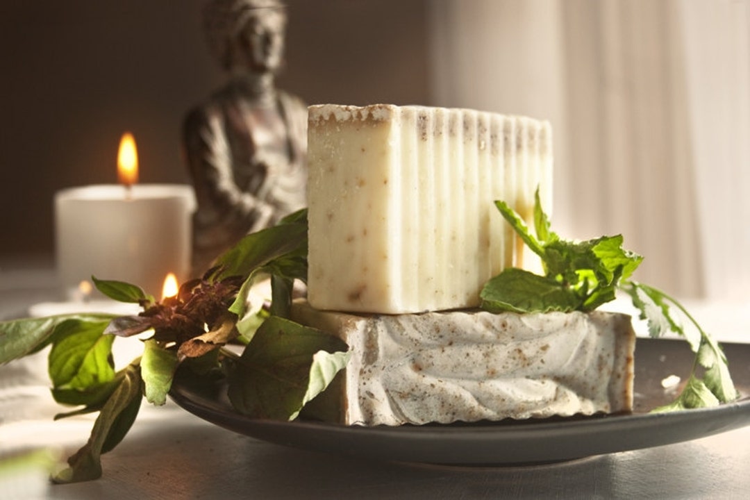 Cilantro Mint Basil Organic Body Soap - Palm Oil Free, Wrapped in ...