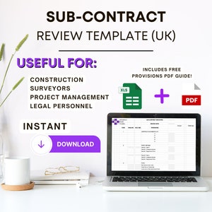 Sub-contract Document Review Guide Excel Template - Construction ...