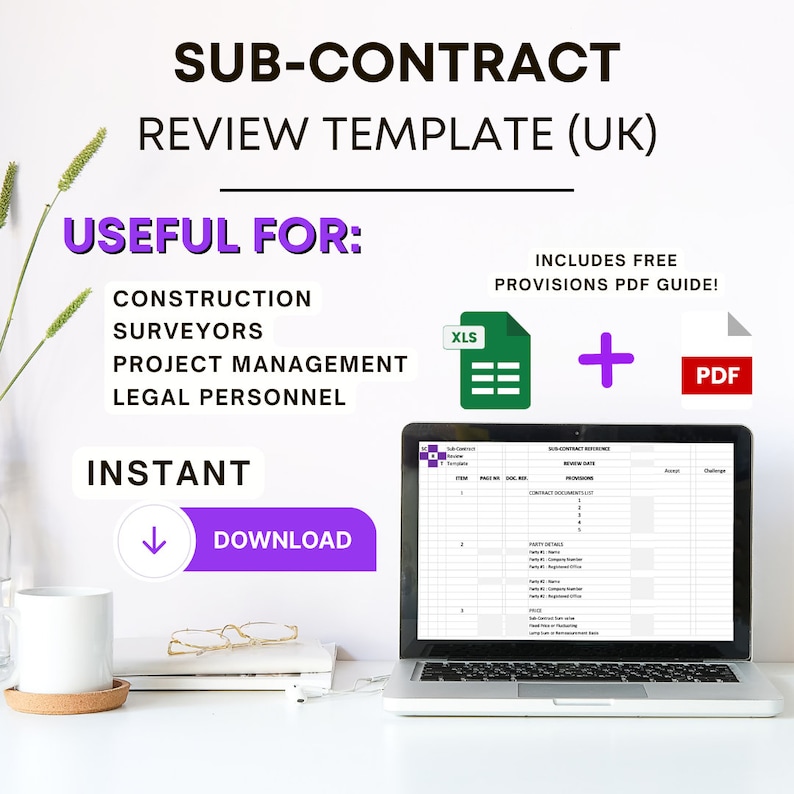 Sub-contract Document Review Guide Excel Template - Construction ...