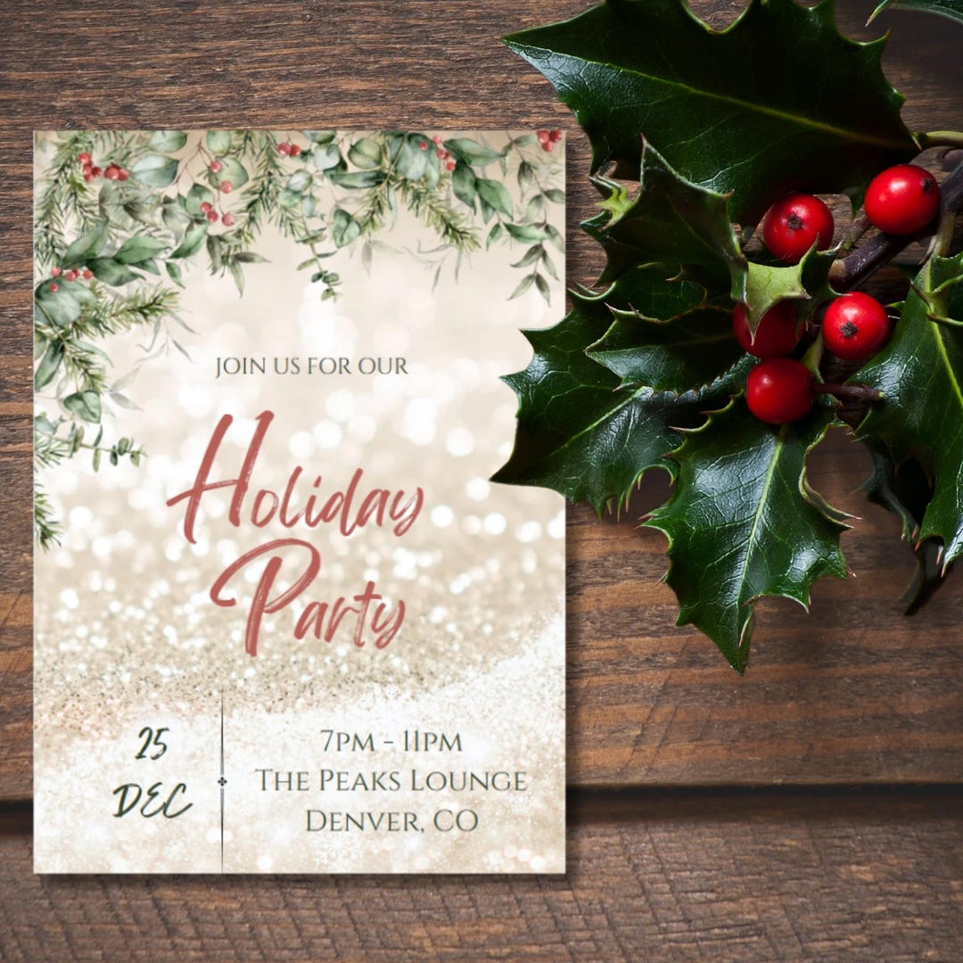 Holiday Party Invitation Editable Canva Etsy