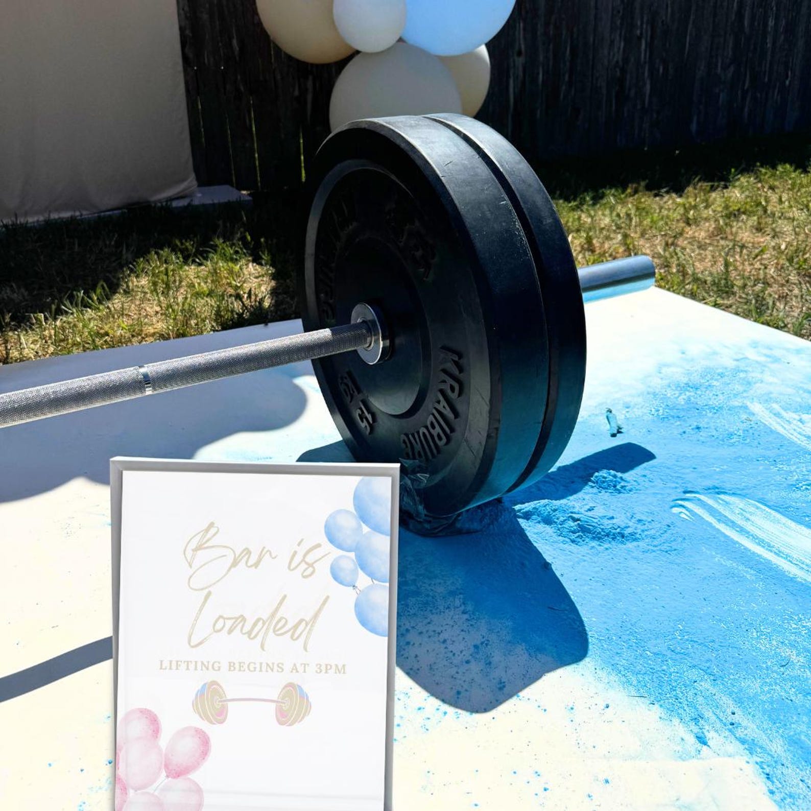 Gender Reveal Table Signs + Games. Weightlifting Theme. Balloon Pop ...