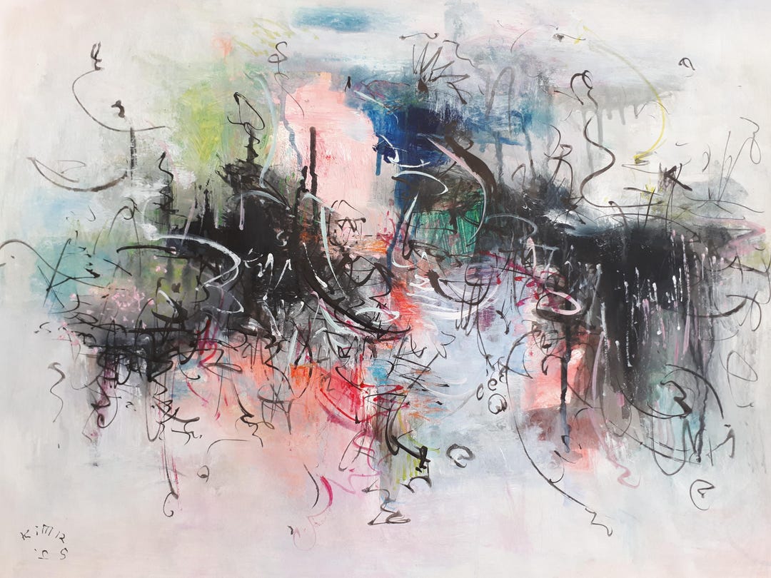 Beautiful Modern Abstract Acrylic Ink Painting Wall Art Interior Decor ...
