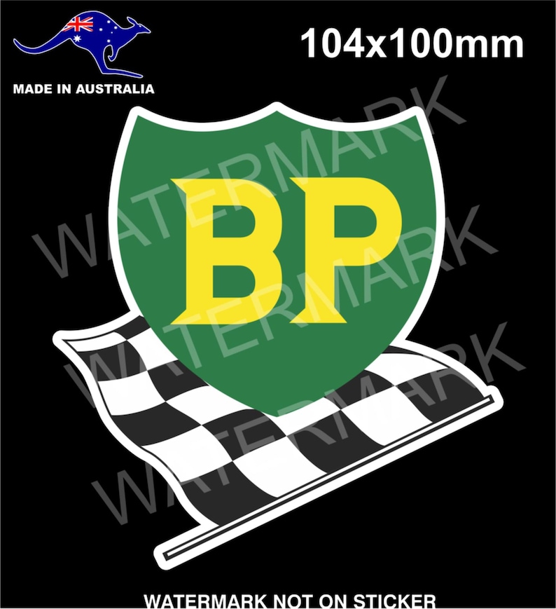 BP STICKER Checkered Flag Racing Vintage Old School Retro Petroleum Oil ...