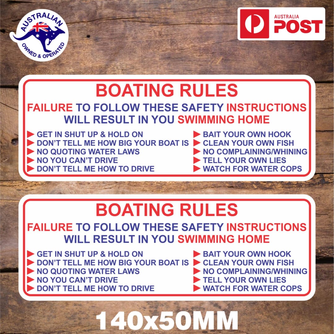 2 BOATING RULES STICKERS Funny Safety Boat Tinnie - Etsy