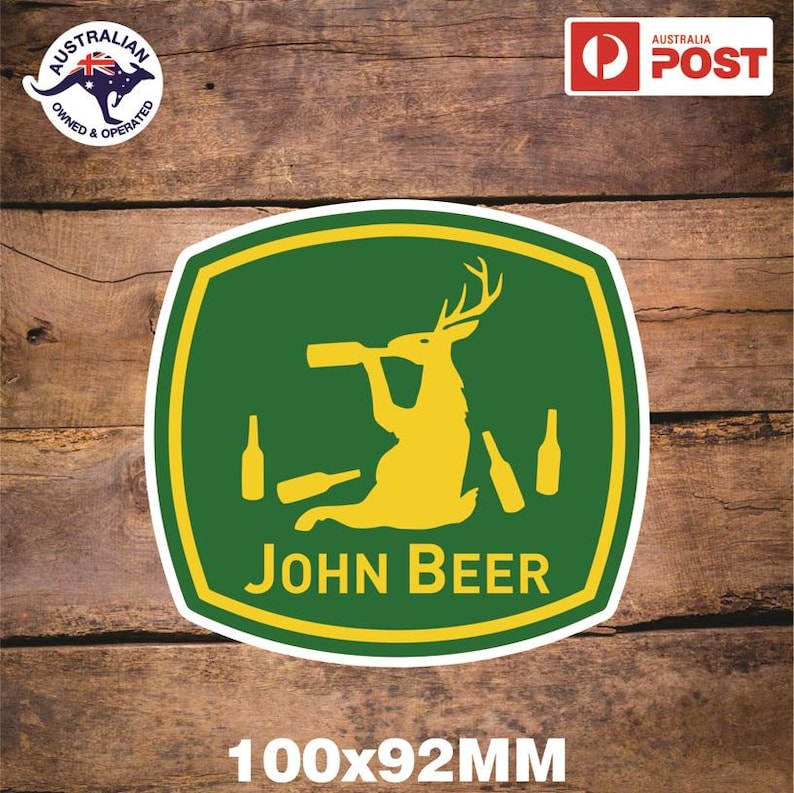 JOHN BEER STICKER Deere for Ride on Lawn Mower Tractor Funny - Etsy