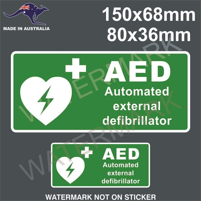 2 AED STICKERS Automated External Defibrillator - Etsy