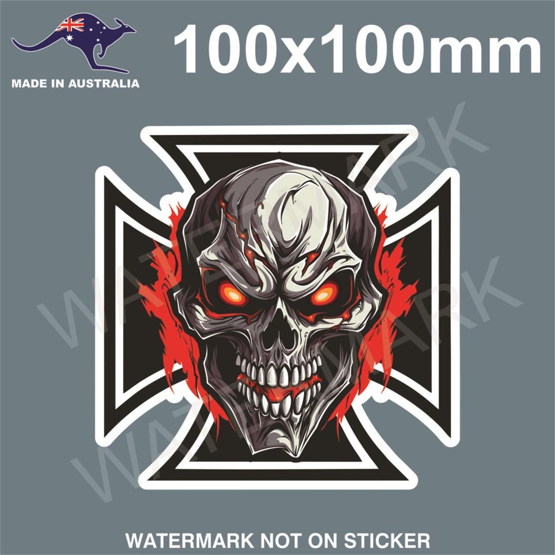 IRON CROSS SKULL Sticker Motorcycle Ute 4x4 Hot Rod - Etsy