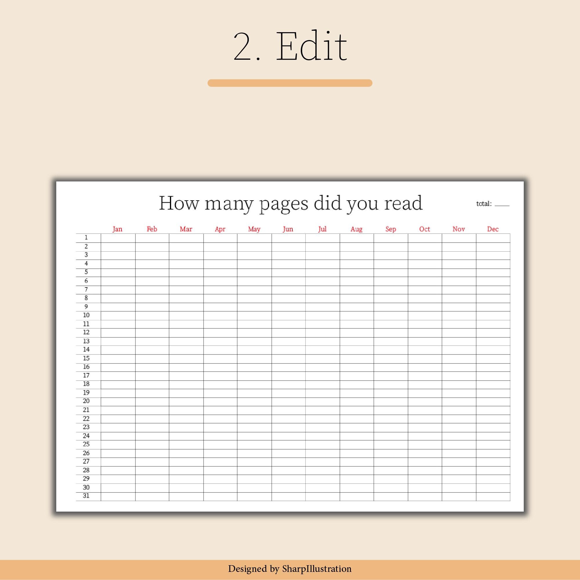 Book Page Tracker A4 Size, Page Tracker, How Many Pages Did You Read ...