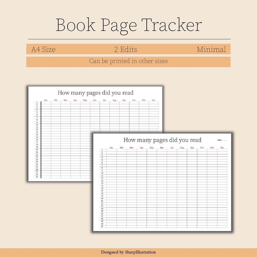 Book Page Tracker A4 Size, Page Tracker, How Many Pages Did You Read ...