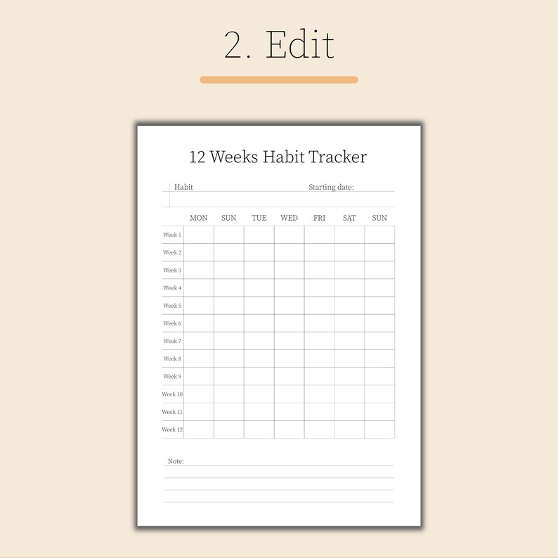 12 Week Habit Tracker, Habit Tracker, 3 Months Habit Tracker, A4 Habit ...