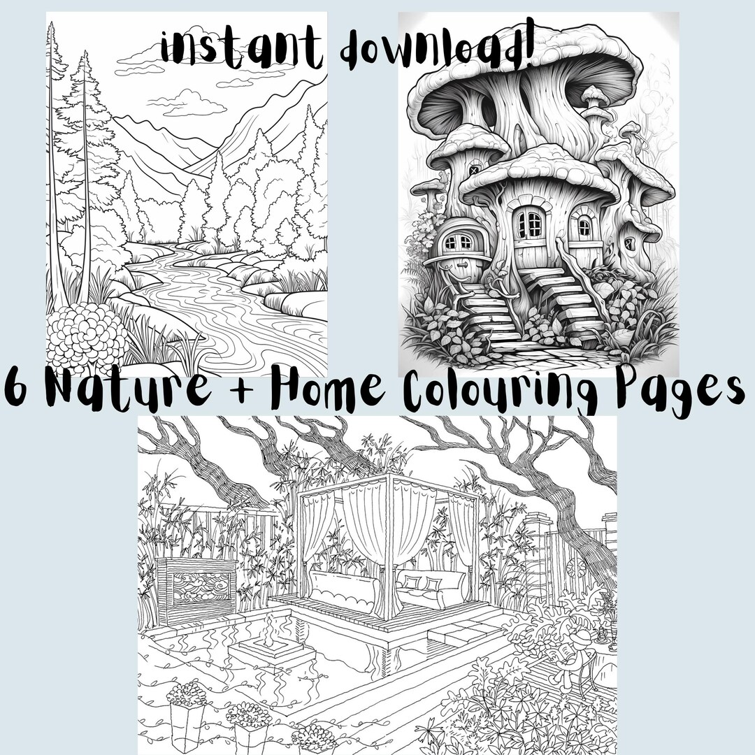 Nature Colouring Pages, Home, and City Themed, Cozy Colouring Printable ...
