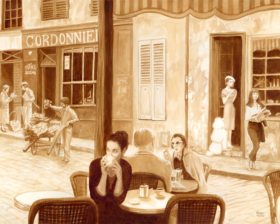 Coffee Art, Views From a French Cafe, Painted Using Only Coffee ...