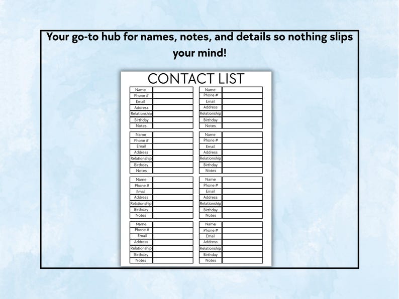 Contact List Manager, Client Tracker Sheet, Birthday Reminder ...