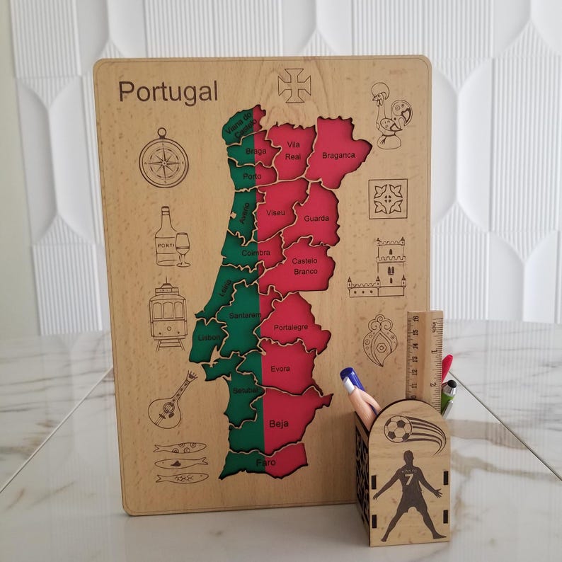 Portugal Map With Stationery Holder | Digital Laser Cutting Files ...