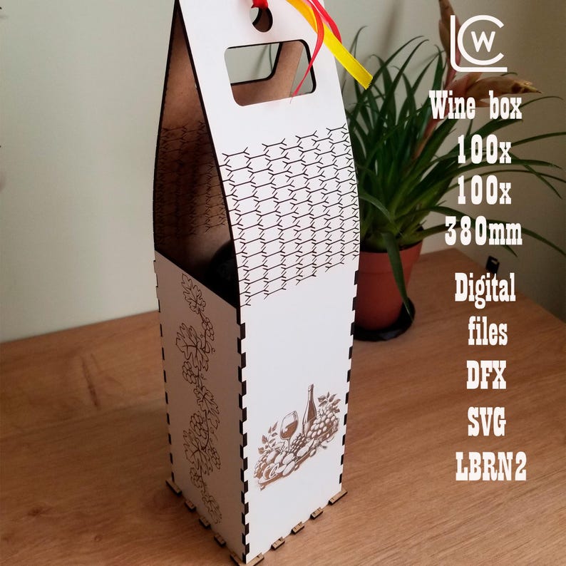 Laser Cut Wine Box SVG | Gift Box Template for Bottle | Wine Packaging ...