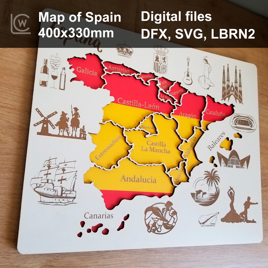 Laser Cut Wooden Map of Spain – Educational & Decorative - Etsy UK