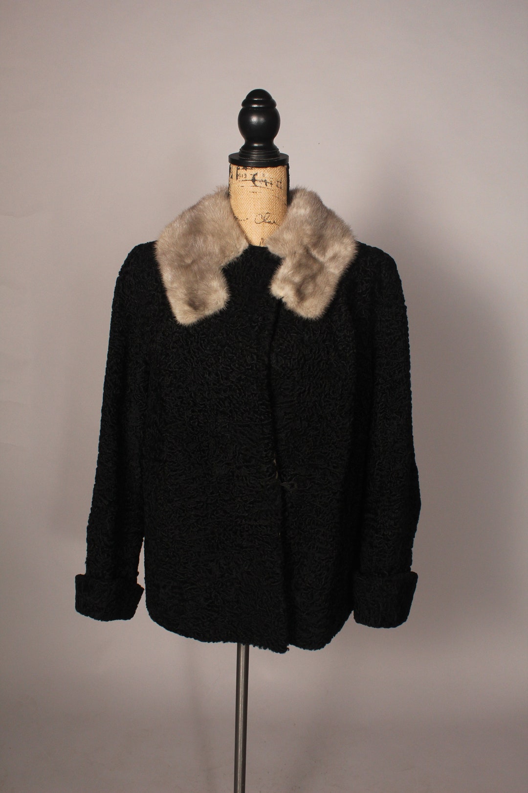 Vintage 40's Persian Curly Lamb Coat With Fur Collar by P. Crandell ...